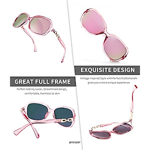 FEISEDY Vintage Womens Polarized Sunglasses UV400 Wrap Around Fashion Shades B2526 (Pink Mirrored, 56)