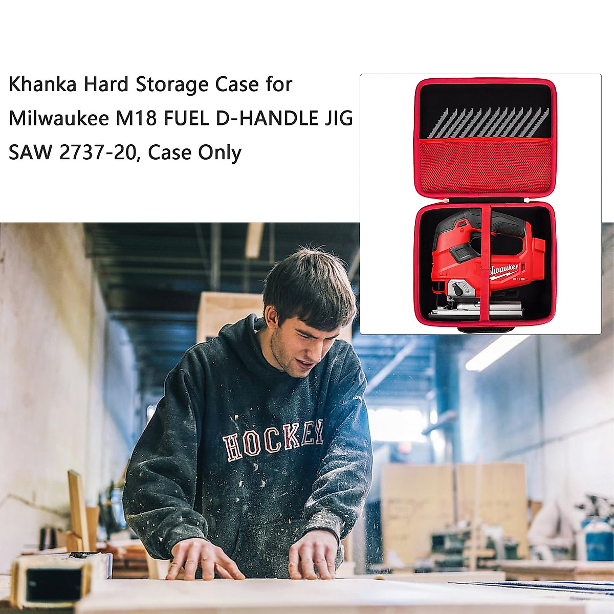khanka Hard Storage Case Replacement for Milwaukee M18 FUEL D-HANDLE JIG SAW ‎2737-20, Case Only