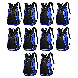 DISCOUNT PROMOS Large Sports Backpack with Mesh Pockets Set of 10, Bulk Pack - Perfect for School, Office, Outdoor Sports - Blue