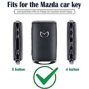 Lcyam Remote Key Fob Covers Durable Silicone Case Compatible with Mazda 3 CX-30 CX-5 CX-9 MX9 CX50 Mazda 6 3 4 Button Keys on Side (Black Black)