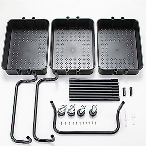 XGATML ALA7 3-Tier Rolling Utility Cart with Roller Wheels Service Cart with Handle Mobile Storage Organizer for Kitchen, Bathroom, Office, Coffee Bar(Black)