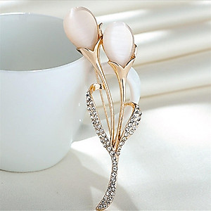 Guoshang Women Rose Gold Opal Calla Lily Brooch Pin Flower Opal Lapel Pin for Coats Jackets Sweaters Accessories,Gold,1 Pc