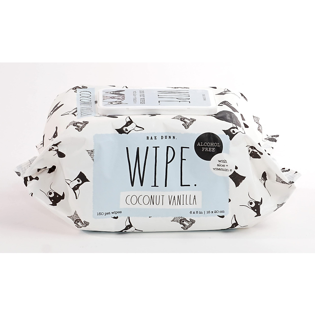 Rae Dunn Pet Wipes, Alcohol Free with Aloe and Vitamin E, Coconut Vanilla, 150 Count