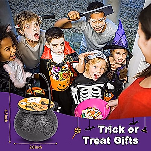 144Pcs Halloween Party Favors for Kids, 18 Prefilled Mini Plastic Witch Cauldron Halloween Goodie Bag Pinata Fillers Halloween Treats Non Candy Bulk Classroom Prizes Trick or Treat Toys Party Gifts