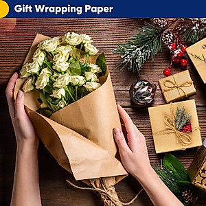 Vanhench 36"x 2520" (210') Brown Kraft Paper Roll, Craft Paper, Wrapping Paper for Bulletin Board Paper Roll Art Craft Bouquet Flower Table Covering Poster Packing Shipping Moving Supplies 70GSM 50LB