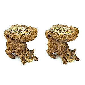Gifts & Decor Woodland Brown Squirrel Outdoor Birdfeeder (Pack of 2)