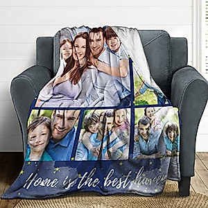 Custom Personalized Blanket with Photo & Name - Personalized Picture Collage Blanket Soft Using My Own Photos Custom Gifts for Dad, Mom, Family, Friends, Couples