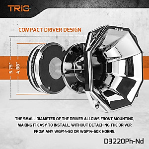 PRV AUDIO Compression Driver D3220Ph-Nd 2 Inch Exit, 300 Watts, 8 Ohm, Phenolic Neodymium Pro Audio Compression Driver