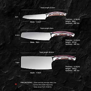 Full Tang Butcher Knife, Handmade Forged Kitchen Chef Knife, High Carbon Clad Steel Butcher Cleaver (3PCS Set)