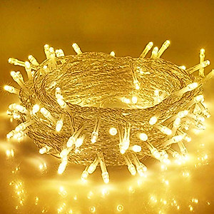 Blingstar Christmas Lights 33ft 100 LED String Lights 30V Plug in Fairy Lights Waterproof 8 Modes Warm White Fairy String Lights for Indoor Outdoor Bedroom Wedding Party Patio Christmas Tree