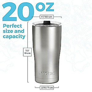 Arctic Tumblers | 20 oz Matte Black Insulated Tumbler with Straw & Cleaner - Retains Temperature up to 24hrs - Non-Spill Splash Proof Lid, Double Wall Vacuum Technology, BPA Free & Built to Last