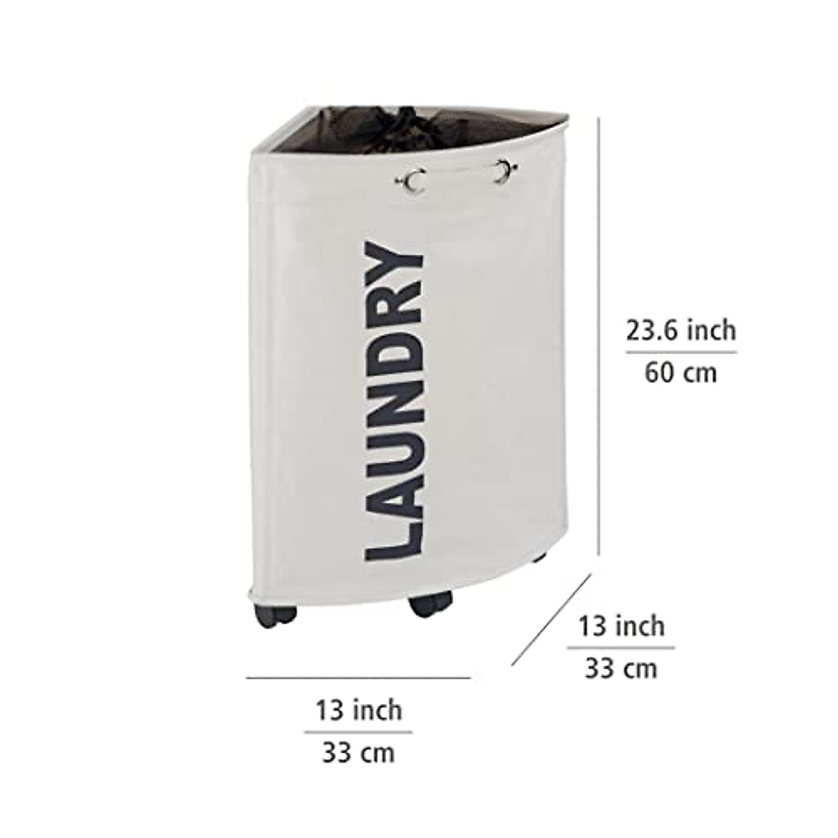 WENKO Corner Bin Beige Tresco, Hamper for Tiny Spaces, Laundry Collector, 13.21 gallon/13" x 23.6" x 13"