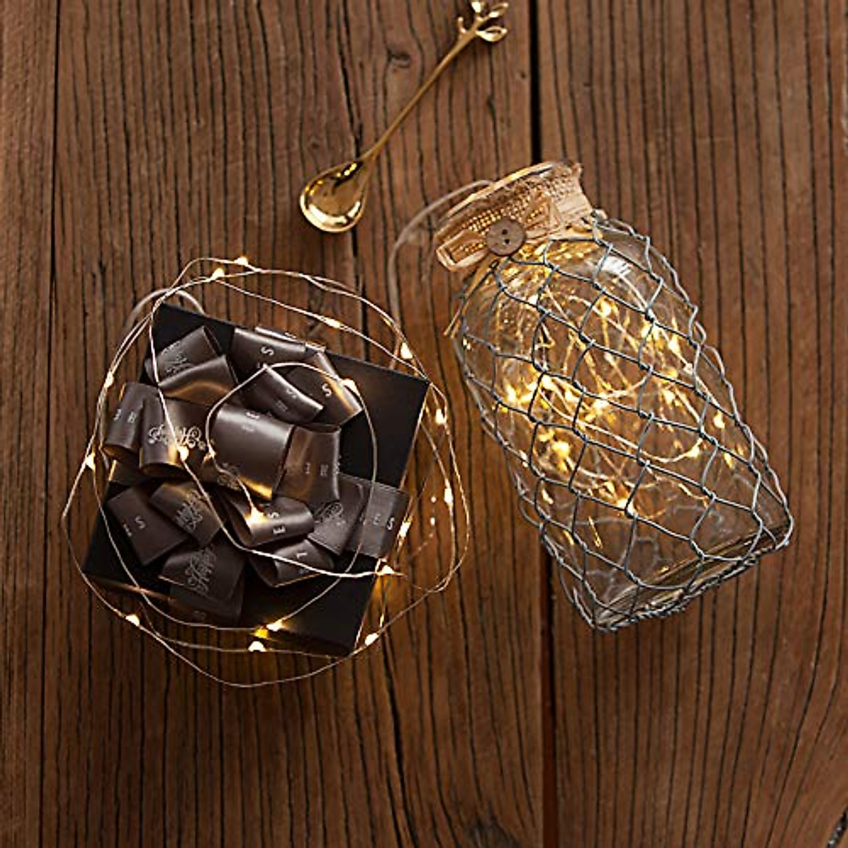 2 Sets of ATTAV LED String Lights with Timer, Battery Operated 20 Micro LEDs on 7 Feet Ultra Thin Copper Wire, Starry String Lights Fairy Lights for Bedroom Christmas Party Wedding Dancing(Warm White)