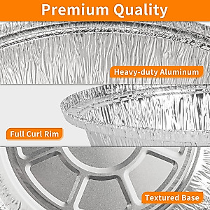 LUCKMETA 7'' Inch Round Tin Foil Pans Disposable Aluminum Pans with Clear Lids (30 Pack), Freezer & Oven Safe - For Baking, Cooking, Storage, Roasting, & Reheating, Recyclable, Pack of 30