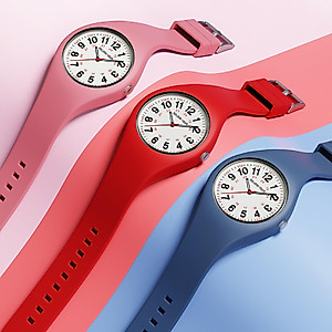 GOLDEN HOUR Waterproof Sports Analog Unisex Watches for Nurse Medical Professionals, Students - Military Time Glowing Easy to Read Dial, Jelly Silicone Strap in Navy Blue