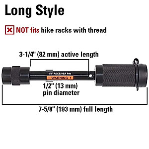 TowWorks 79660 Keyed Alike 1/2" Trailer Hitch Lock with 3-1/4" Span, Double Safety Tow Hitch Receiver Locking Pin for Class I II Hitches and Bike Racks