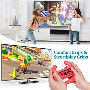 2023 Switch Sports Accessories,12 in 1 Nintendo Switch Sports with Tennis Rackets,Sword Grips,Golf Clubs,Wrist Dance Bands & Leg Strap,Joy-con Wrist Band