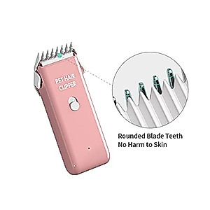 Tileon Dog Clippers,Quiet Washable USB Rechargeable Cordless Dog Grooming Kit,Electric Pets Hair Trimmers Shaver Shears for Dogs and Cats Pink