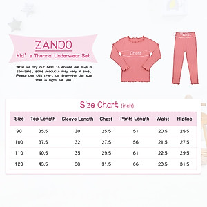 Zando Kids Child Boys Girls Thermal Underwear Cold Weather Gear Kids Base Layer Toddler Thermal Set Two Piece Winter Long Johns Toddler Snow Shirt and Pants Light Pink XX-Large