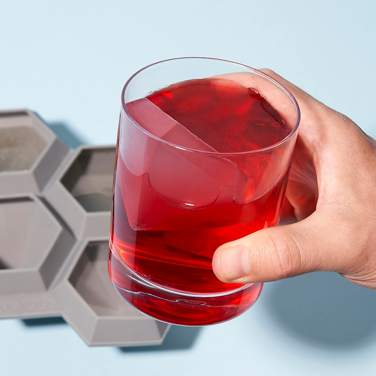 True Zoo Jumbo Iced Out Diamond Ice Tray, Silicone Mold and Ice Cube Tray for Cocktails, Makes 4 Ice Cubes, Grey, Set of 1