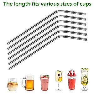 Acerich Set of 6 Stainless Steel Straws, Reusable Metal Straws for 30 oz & 20 oz Tumblers Cups Mugs Cold Beverage, Free Cleaning Brush Included