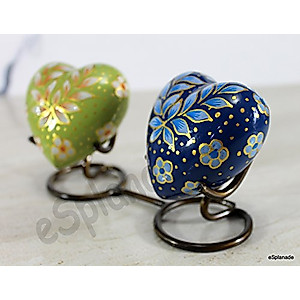 eSplanade Heart Shaped Companion Cremation Urn - Pair of 2 with Stand - Memorial Container Jar Pot | Metal Urns | Burial Urns | Memorial Keepsake | Brass urns | Double Urns