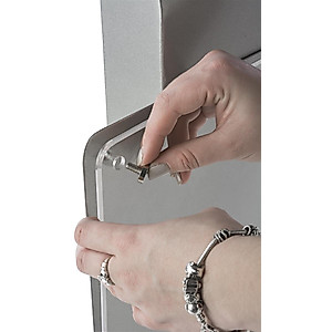 Displays2go iPad Floor Kiosk Stand with Sign Holder, Home Button Hidden (IPDSGNSV2)