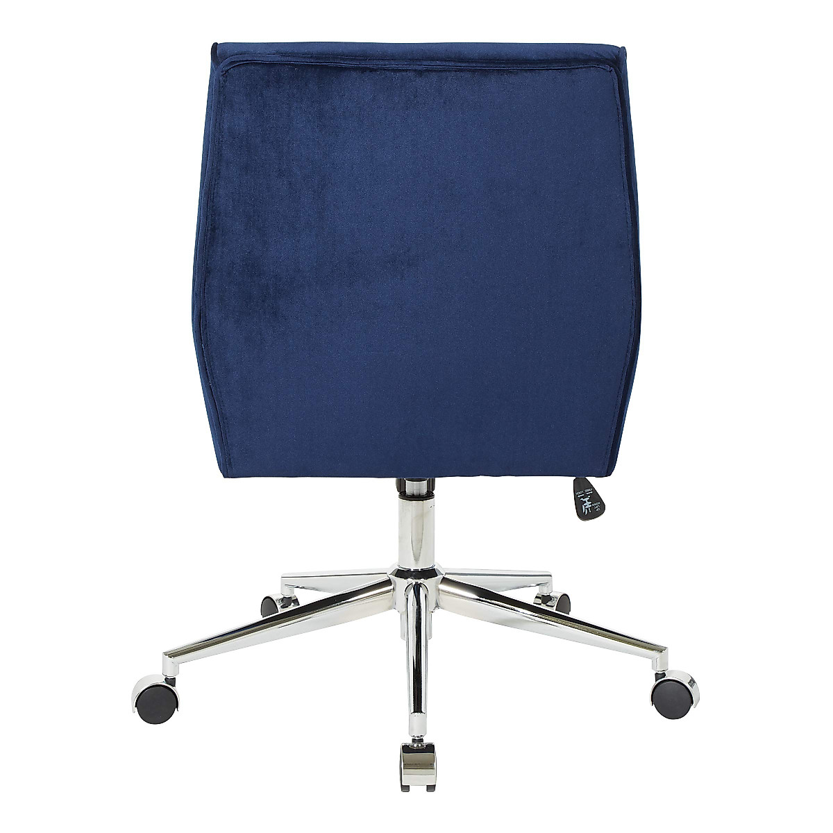 OSP Home Furnishings Quinn Mid-Century Style Plush Office Chair with Back Button Tufting and Chrome Finish Steel Base, Midnight Blue Velvet