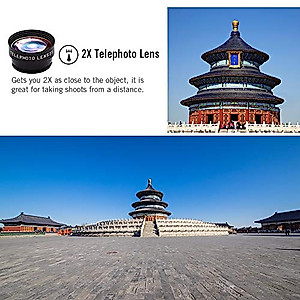 SHUTTERMOON Upgraded Phone Camera Lens Kit for iPhone 13/12/11/X/8/7 Smartphones/Pixel/Samsung/Android Phones Camera. 2xTele Lens Zoom Lens+Fisheye Lens+Super Wide Angle Lens&Macro Lens+CPL (5 in 1)