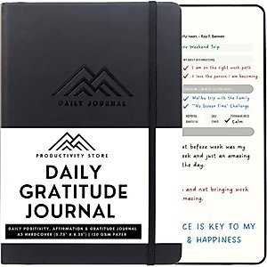 Best Daily Journal for Men & Women for Mindfulness, Productivity, Happiness & Self Care | Gratitude Journal, Affirmation Journal, Positivity Journal, Manifestation Journal, Self-Care Journal, Habit Tracker & Daily Journal with Prompts (Black)