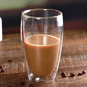 Insulated Double Wall Glass Cups 17oz,Clear Coffee Mug Set of 2 for Latte,Cappuccino,Tea,Coco, Hot Chocolate (Cappuccino Cups)