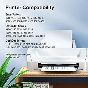 63XL Ink Cartridge Compatible Ink 63 XL Replacement with HP Officejet 4650 4652 4655 5200 5255 3830 Envy 4520 4512 Deskjet 1112 2130 2132 3630 Printer (2 Black)