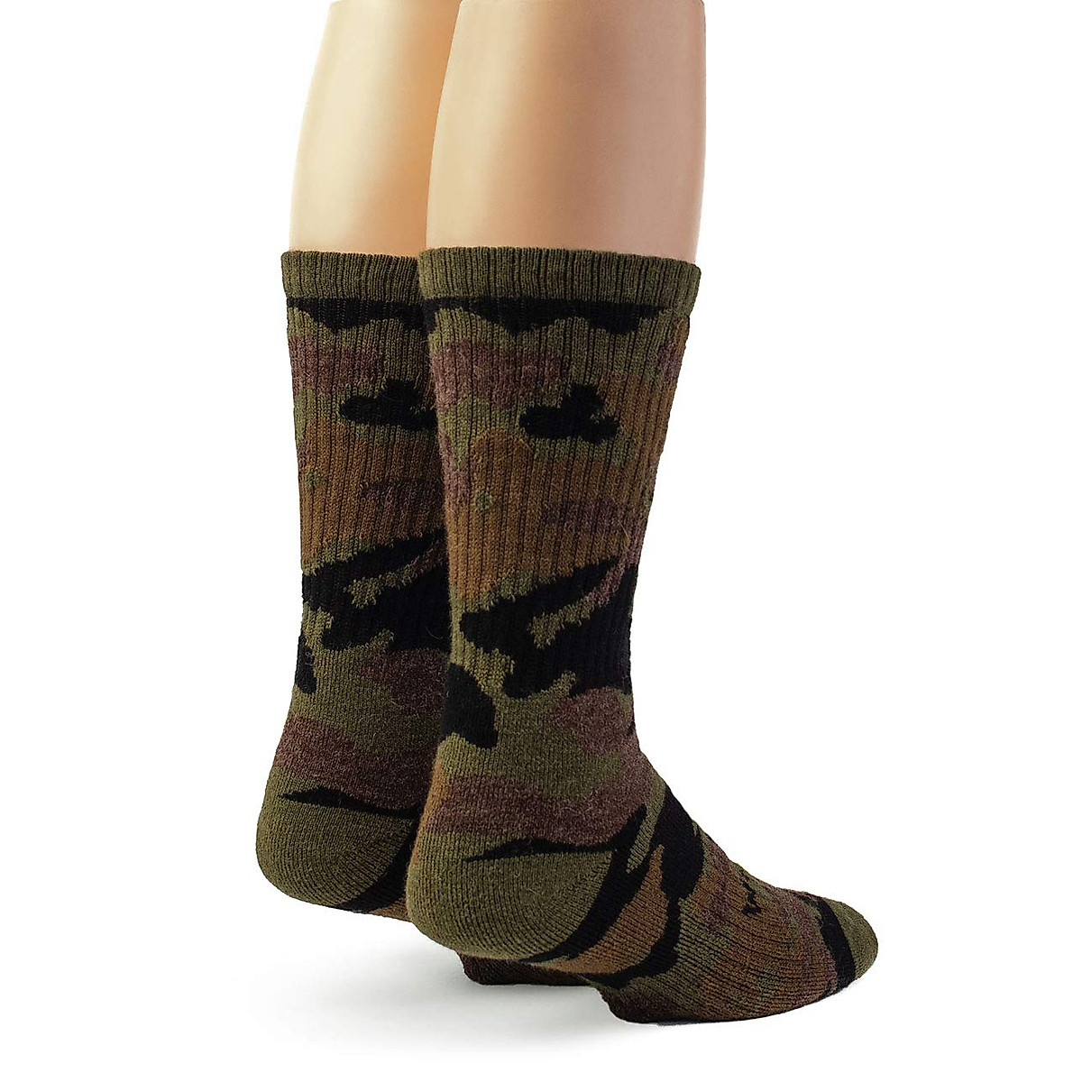 WARRIOR ALPACA SOCKS | Heavy-Duty Hunting Alpaca Wool Socks | Terry Lined | Unisex (Medium, Woodland Camo)