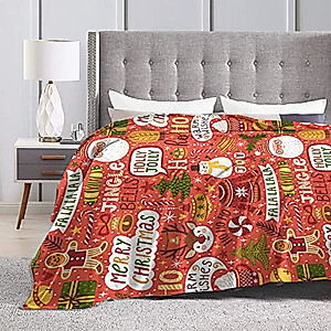 Christmas Santa Claus Reindeer Snowman Blanket Throw Flannel Fleece Ultra Soft Blanket for Couch Sofa Bed 80"X60"