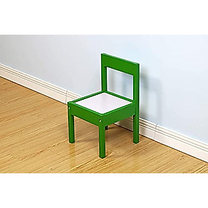 Coin and Coins - Kids Wood Table & Chair Set, Kids Play Table for Picnic, Dining, Outdoor - Art, Craft, Drawing, Painting Activities, Wooden|3 Pieces (Green)