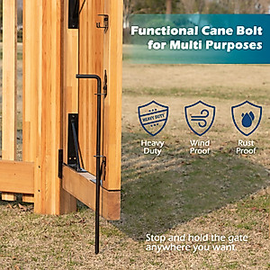 YONSIN 18" Cane Bolt Heavy Duty Drop Rod Gate Stopper Hardware, Black Finish