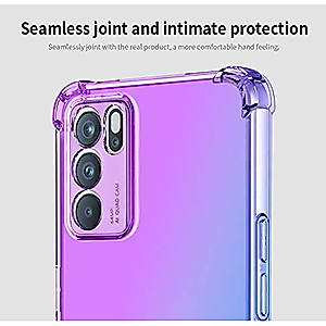 ZMONE Phone Case for Oppo Reno 6 5g Case with Tempered Glass Screen Protector [2 Pack], Clear Gradient Soft TPU Bumper Slim Anti-Scratch Shockproof Protective Cover - Blue/Pink