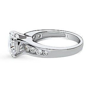 BERRICLE Sterling Silver Solitaire Wedding Engagement Rings 2.7 Carat Round Cubic Zirconia CZ Cocktail Promise Ring for Women, Rhodium Plated Size 7