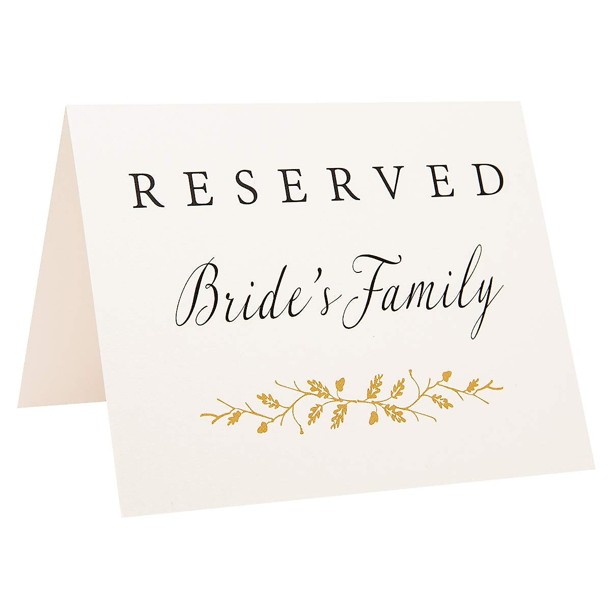 2 City Geese Reserved Wedding Table Signs | Set of 6 Pearl White and Gold Reserved Signs Including Reserved for Bride's Family Groom's Family and Wedding Party | Freestanding Double Sided