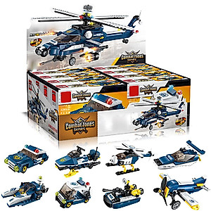 Ulanlan 8-in-1 Military Helicopter Building Bricks Toys, STEM Building Toys 381PCS Creative Gunship Construction Toys Armed Plane Military Vehicles Blocks Kit for Kids Age 6 +