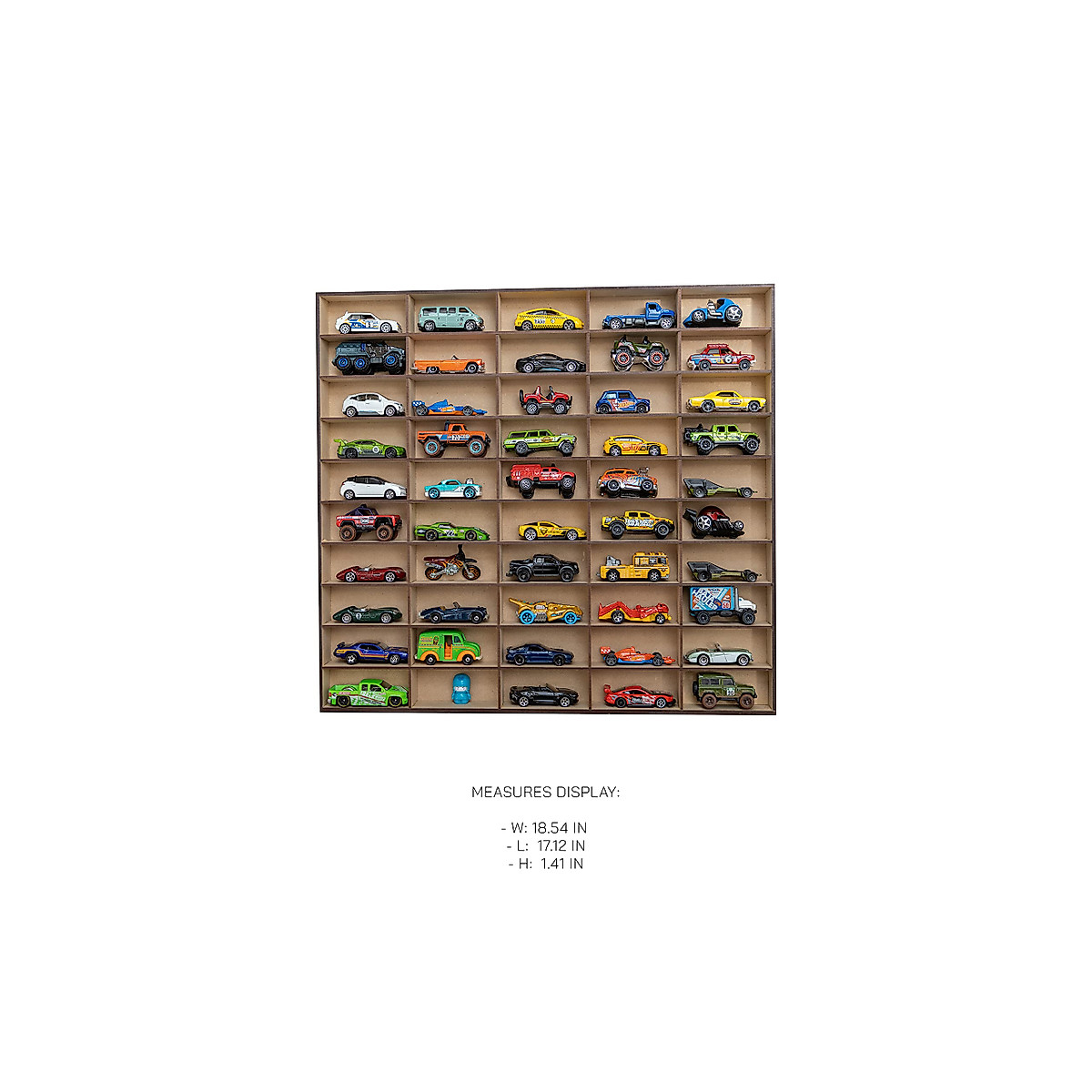 Alejandro Cortes Display Case Organizer Storage Hot Collectibles Display Shelf Shelves Wheels Toy Loose Cars 1/64 diecast Cars (Holds up to 50 Cars - Wall Display case - Wooden MDF)