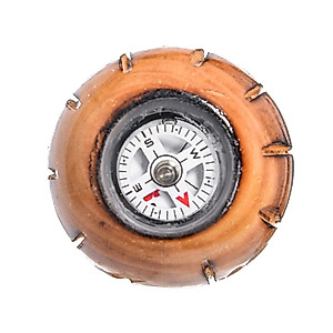 FOREST PILOT Big Ball Head Twisted Style Wooden Walking Stick for Hiking with Compass (Nature Color, 48 Inches, One Piece)