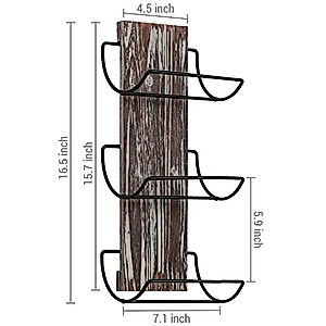 MyGift Wall Mounted 3 Tiered Matte Black Metal Wire Towel Holder for Rolled Towels with Torched Wood Mount Backing, Decorative Hand and Bath Towel Storage Rack, Set of 2