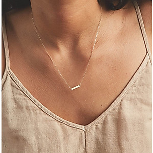 Aghfacy 14k Gold Plated Bar Necklace for Women | Dainty Choker with Tiny Bar Pendant | Adjustable Layered Necklace