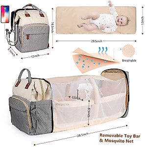 Diaper Bag Backpack Multifunctional Diaper Backpack with Extension Pad for Baby Boy and Girl Travel Baby Bag for Moms Dads