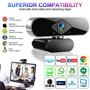 FUMAX 1080P HD Webcam with Microphone, Computer USB Web Camera at 1080P/30fps, 100 Wide Angles View, Plug and Play, Works with Skype, Zoom, FaceTime, Hangouts, PC/Mac/Laptop/MacBook/Tablet