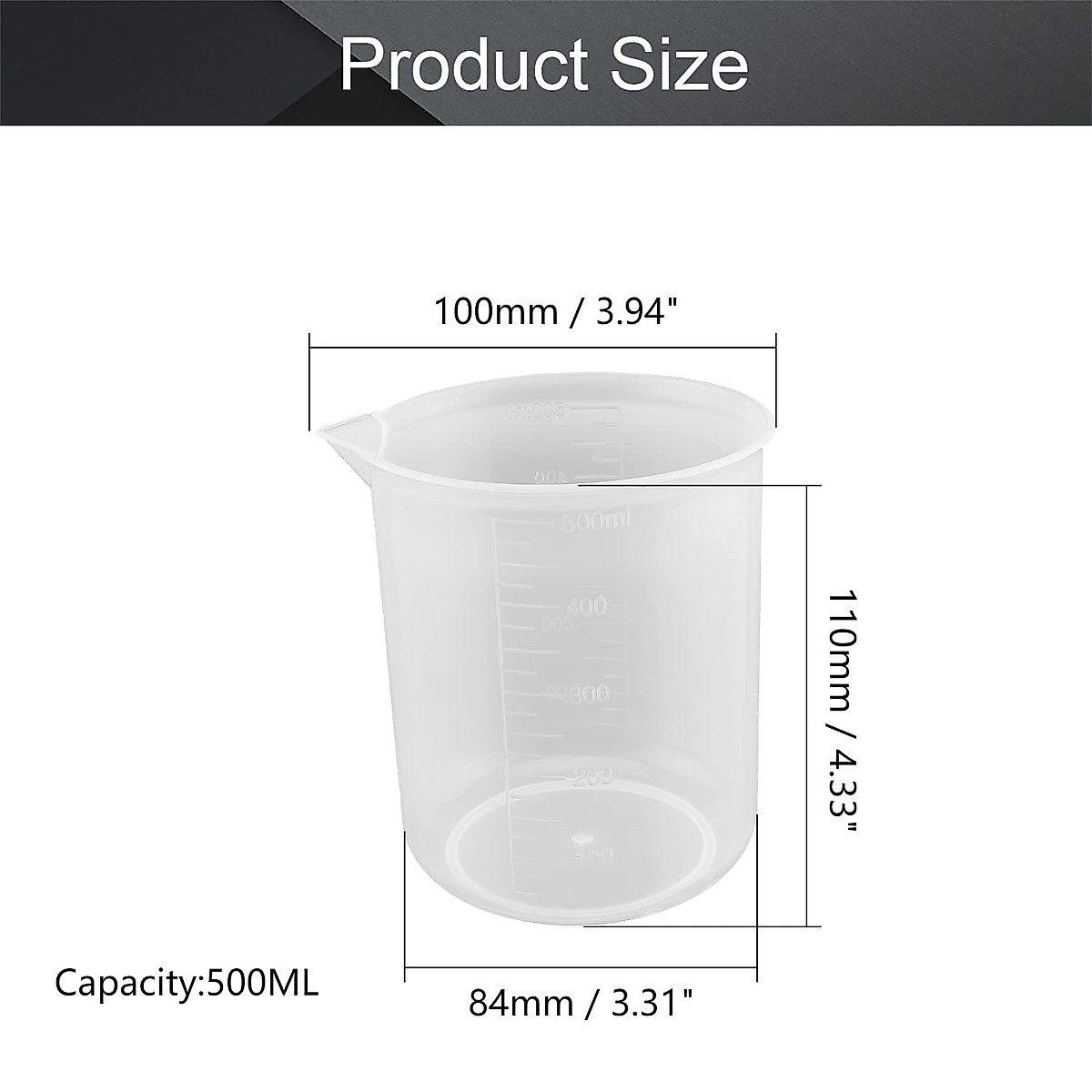 Othmro 3-Pack 500mL Laboratory Slide Spout Water Liquid Volume Measuring Beaker Clear