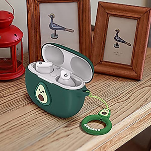 Newseego Compatible for Beats Studio Buds Case,Cute Kawaii Avocado Cover with Keychain 3D Cartoon Design Protective Skin Soft Silicone Funny Case for Boys Girls Shockproof-Avocado Green