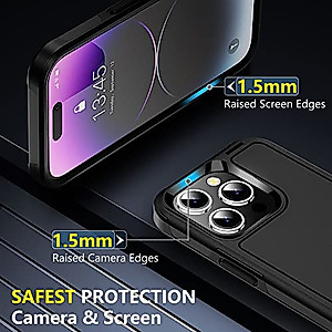 jaroco for iPhone 14 Pro Case, [Military Grade Drop Protection] [2 pcs Screen Protector & Camera Lens Protector] Full-Body Shockproof Protective for iPhone 14 Pro Phone Case 6.1 inch (Black)