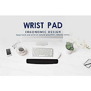 Silicone Keyboard Wrist Rest Pad- Non-Slip Durable & Comfortable for Easy Typing & Pain Relief, Gel Wrist Rest for Keyboard, Strong Grip Designed for Office & Home Use Black 15.7x2.5 in